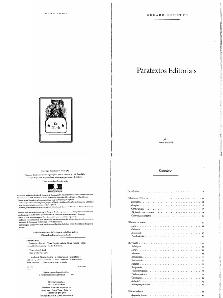Paratextos Editoriais by Gérard Genette | PDF | Autor | Honoré De Balzac