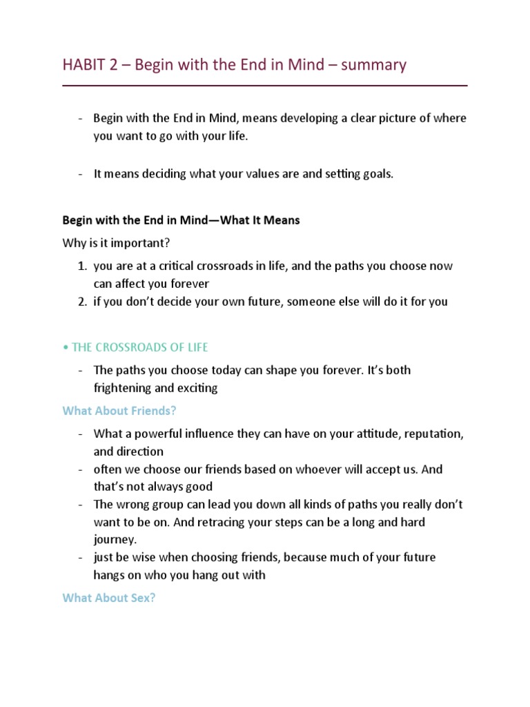 HABIT 2 - Summary | PDF