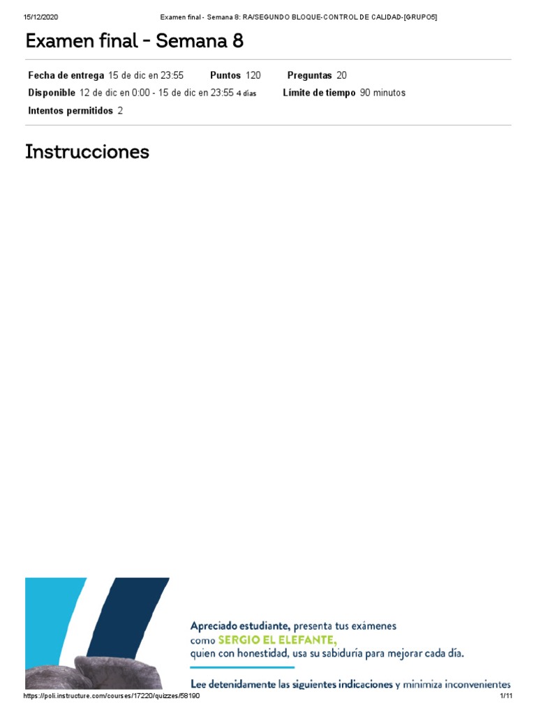 Examen Final Calidad Jairo | PDF | Six Sigma | Prueba (evaluación)