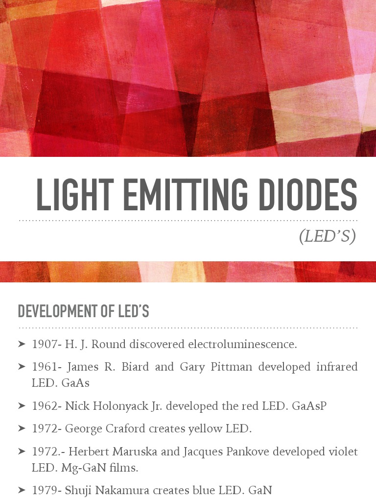 History and Development of LEDs | PDF | Light Emitting Diode ...