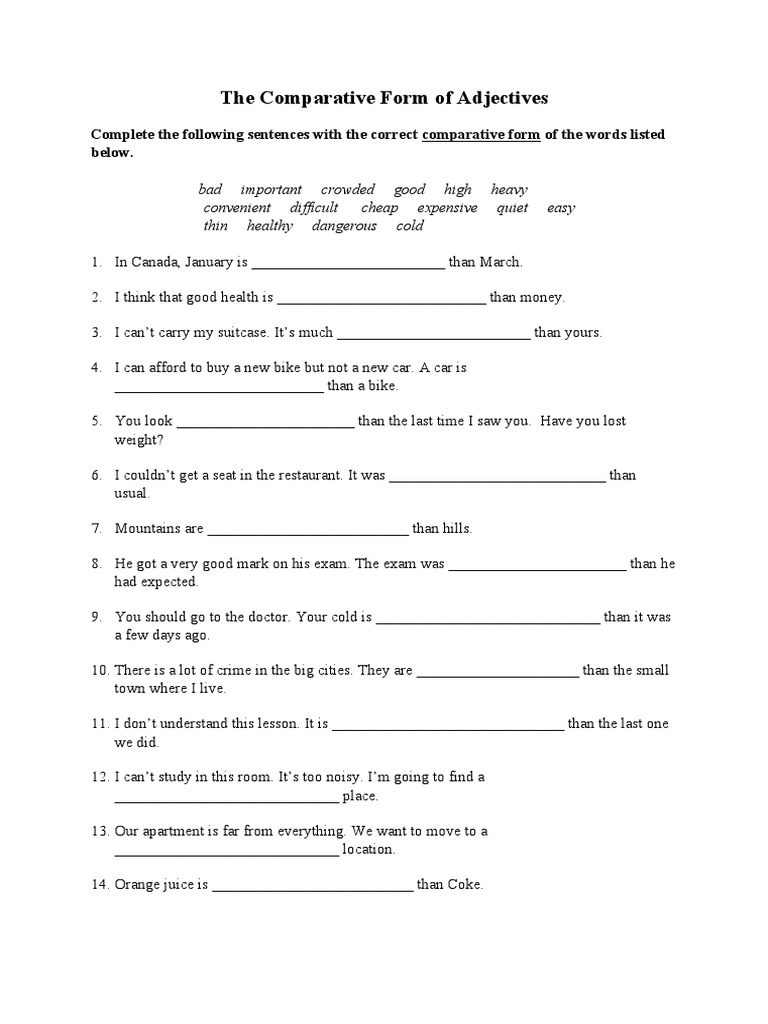 Comparing Adjectives: A Guide to Forming Comparisons in English | PDF