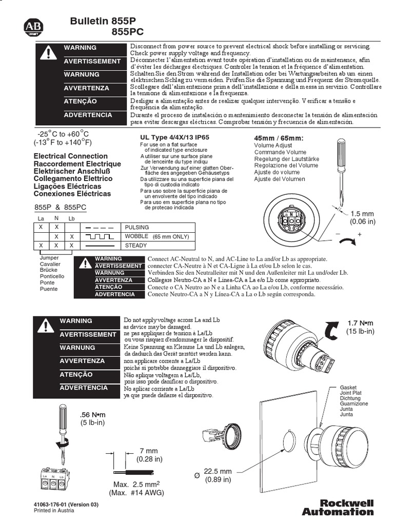Bulletin 855P 855PC: - 25 C To +60 C (-13 F To +140 F) | PDF ...