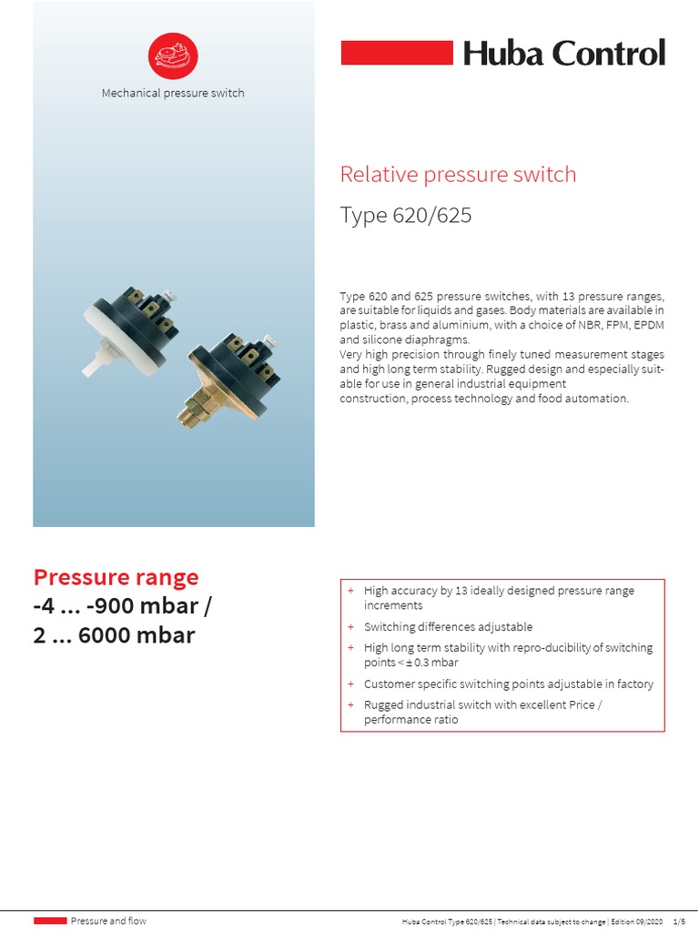 Relative Pressure Switch: Type 620/625 | PDF | Electrical Connector ...