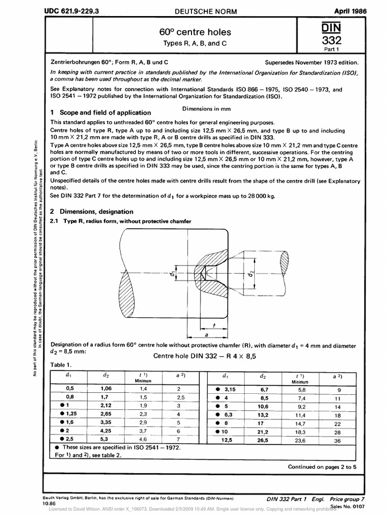 Din 332-Centres | PDF