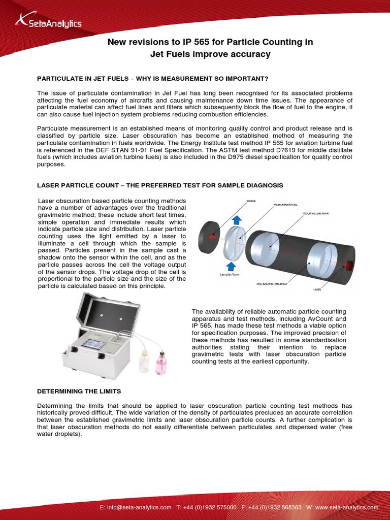 IP 565 Water Effect On Particle Counting | Download Free PDF | Jet Fuel ...