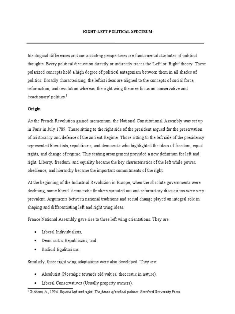 Origins of Left and Right Politics | PDF | Right Wing Politics | Left ...