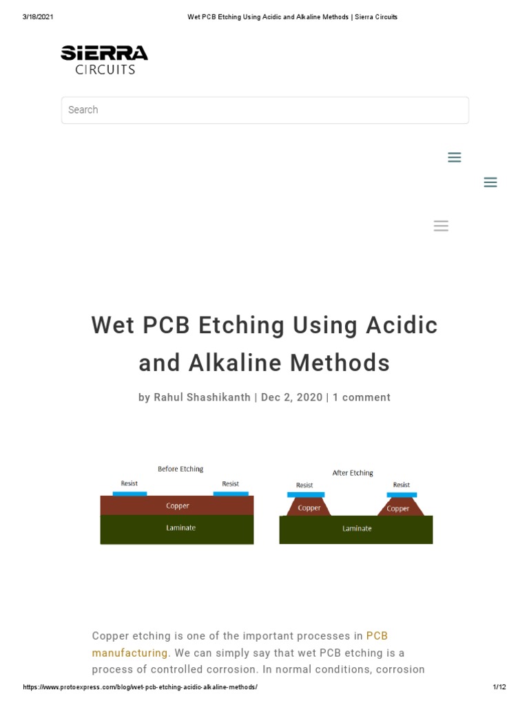 Wet PCB Etching Using Acidic and Alkaline Methods - Sierra Circuits ...