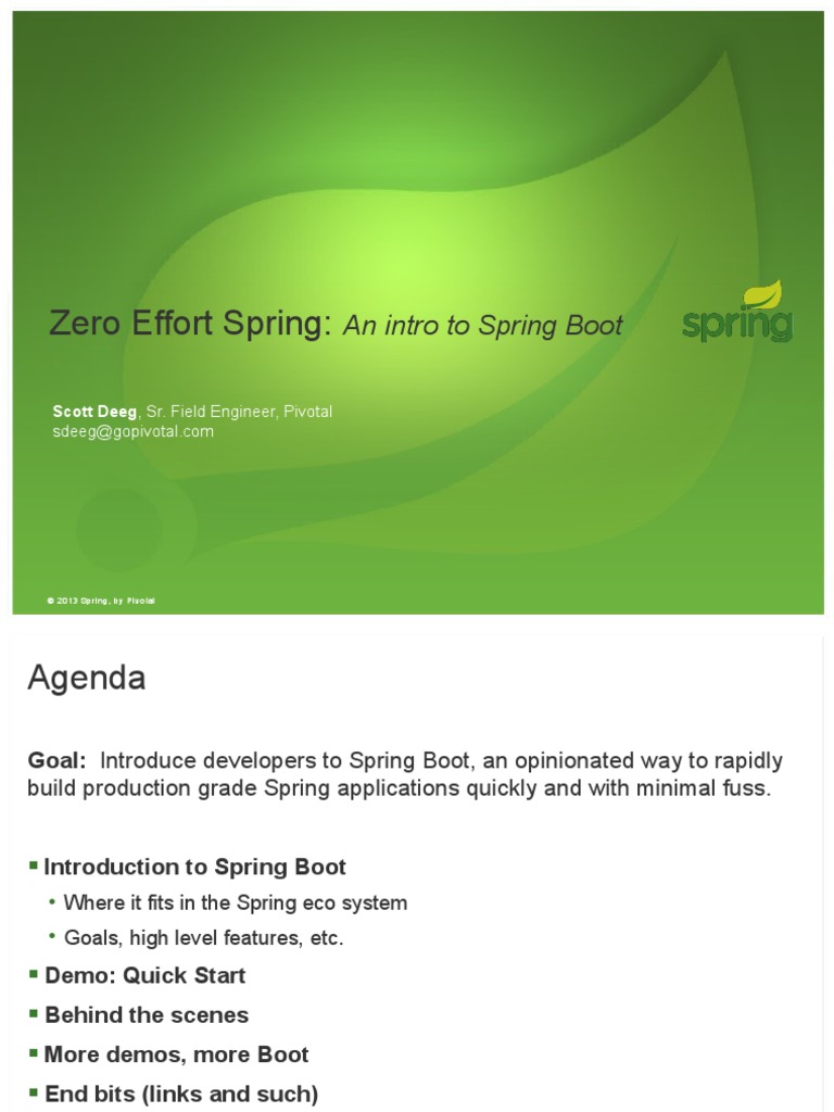Zero Effort Spring:: An Intro To Spring Boot | PDF | Command Line Interface | Java (Programming ...