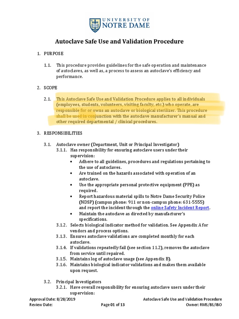 Autoclave Safe Use and Validation Procedure 04 Final | PDF ...