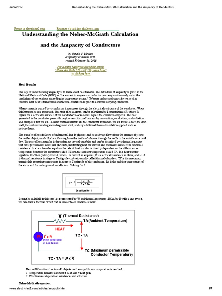 Understanding The Neher-McGrath Calculation and The Ampacity of Conductors | PDF | Sustainable ...