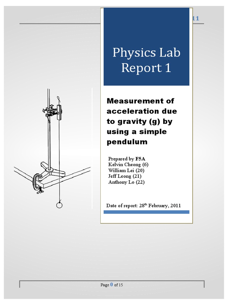 Physics Lab Report 1: Measurement of Acceleration Due To Gravity (G) by ...
