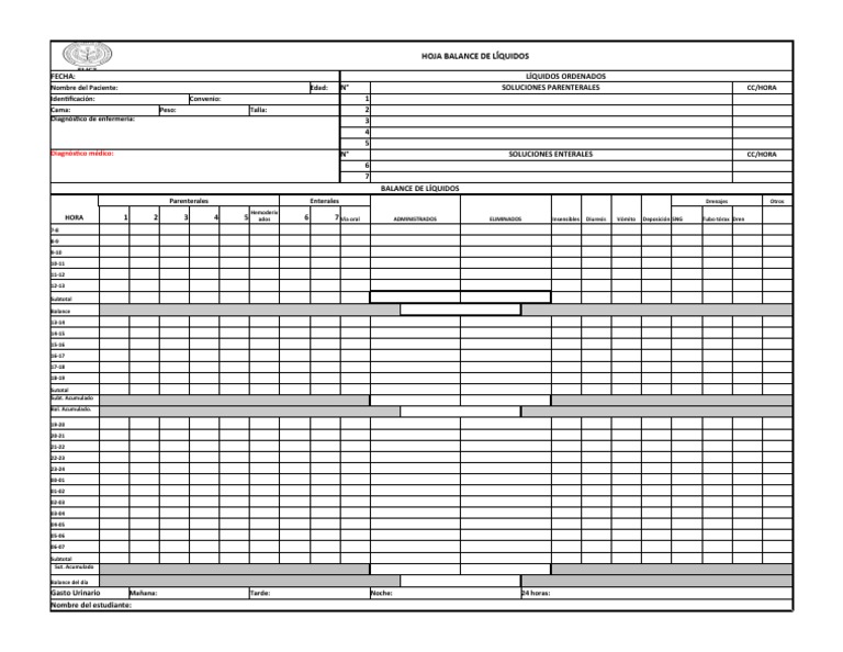 Propuesta Formato Control de Líquidos | PDF | Cuidado de la salud ...