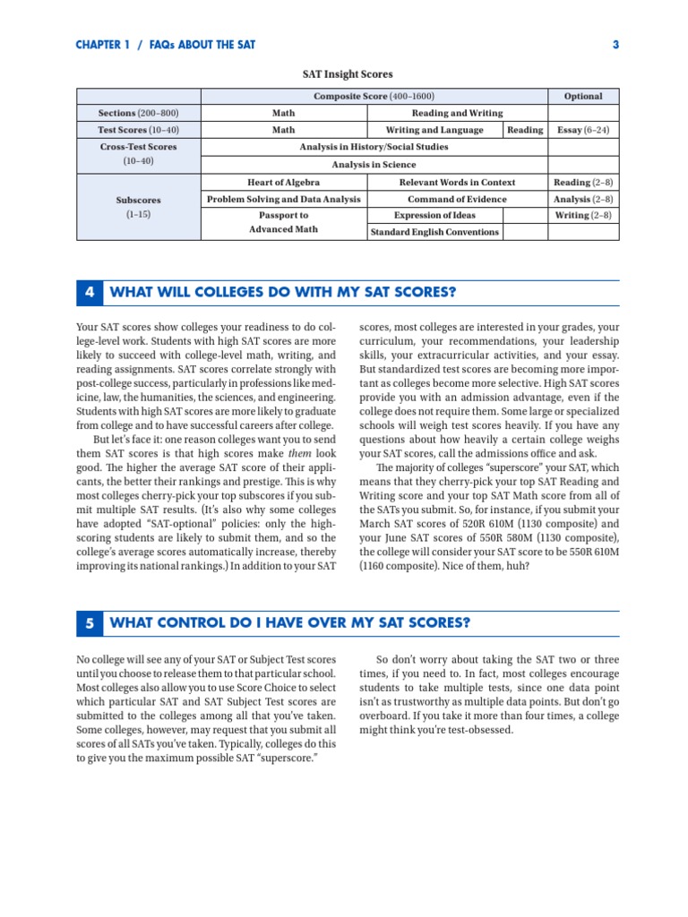 What Will Colleges Do With My Sat Scores?: Chapter 1 / Faqs About The ...