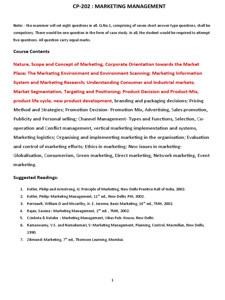 Marketing Management Overview | PDF | Marketing | Pricing