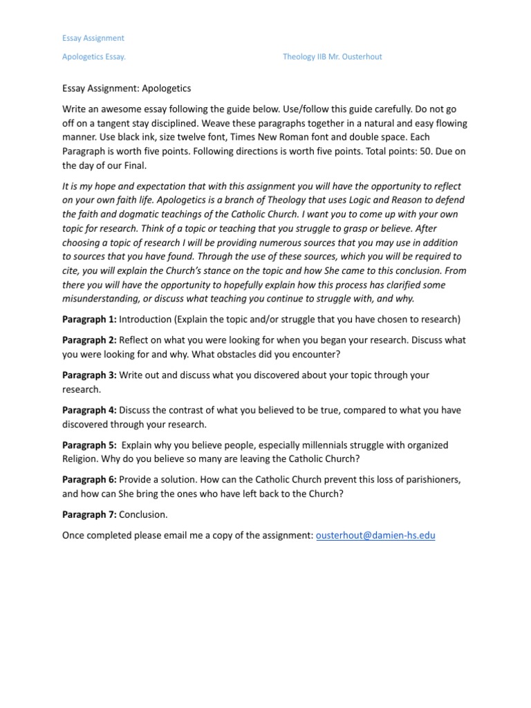 Apologetic Essay (Final) | PDF