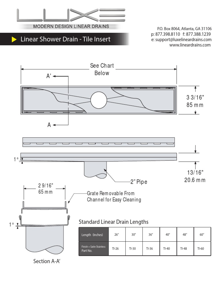Linear Shower Drain Installation Guide | PDF