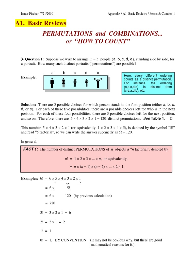 Permutations and Combinations... : A1. Basic Reviews | PDF | Permutation | Discrete Mathematics