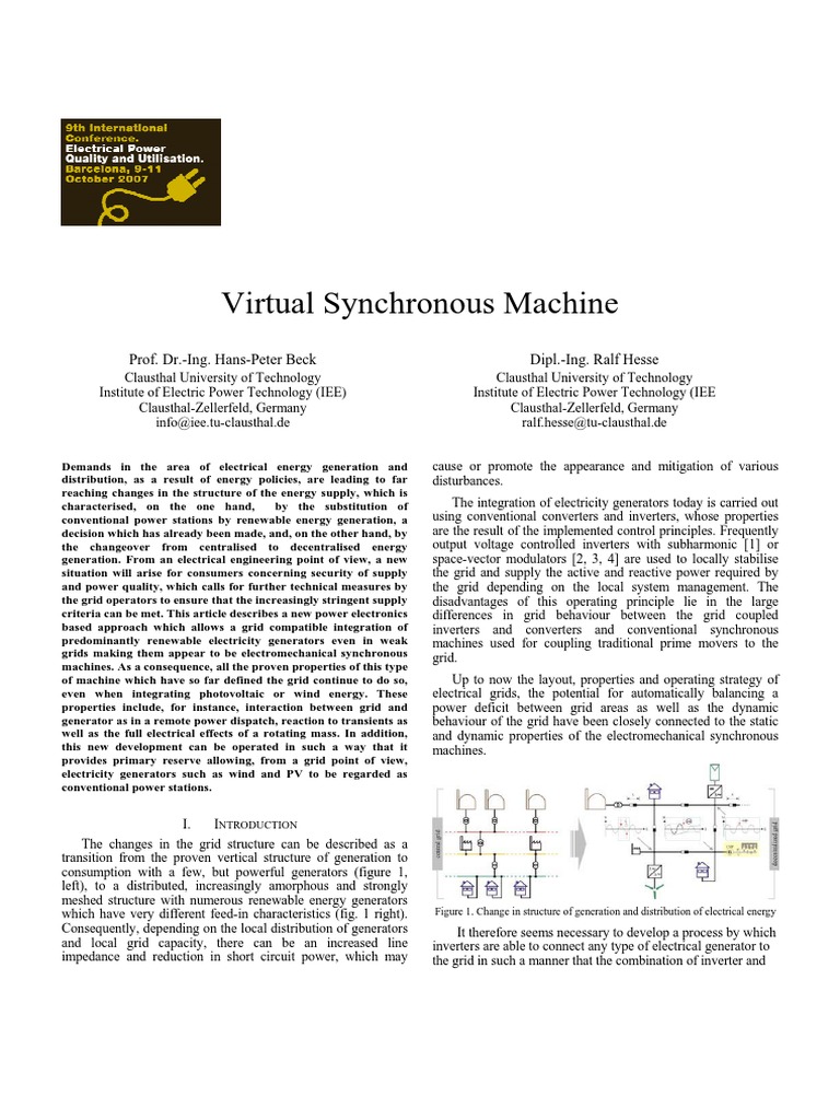 Virtual Synchronous Machine | PDF | Electrical Grid | Power Inverter