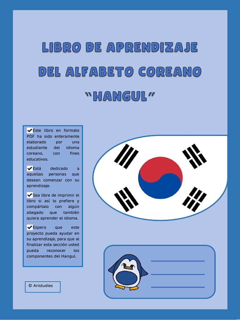 Libro de Aprendizaje Del Alfabeto - Coreano (Hangul) | PDF | Ortografía ...