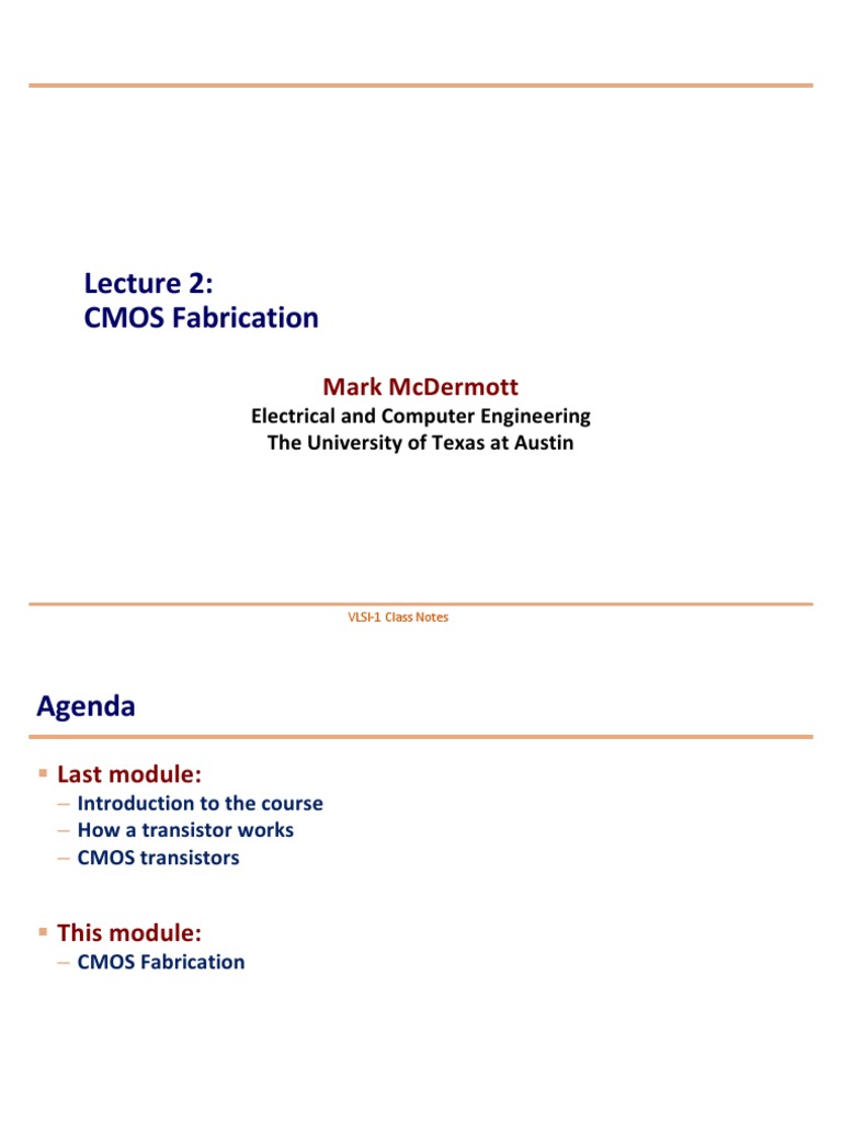 Lecture 2 - CMOS Fabrication | PDF | Cmos | Semiconductor Device Fabrication