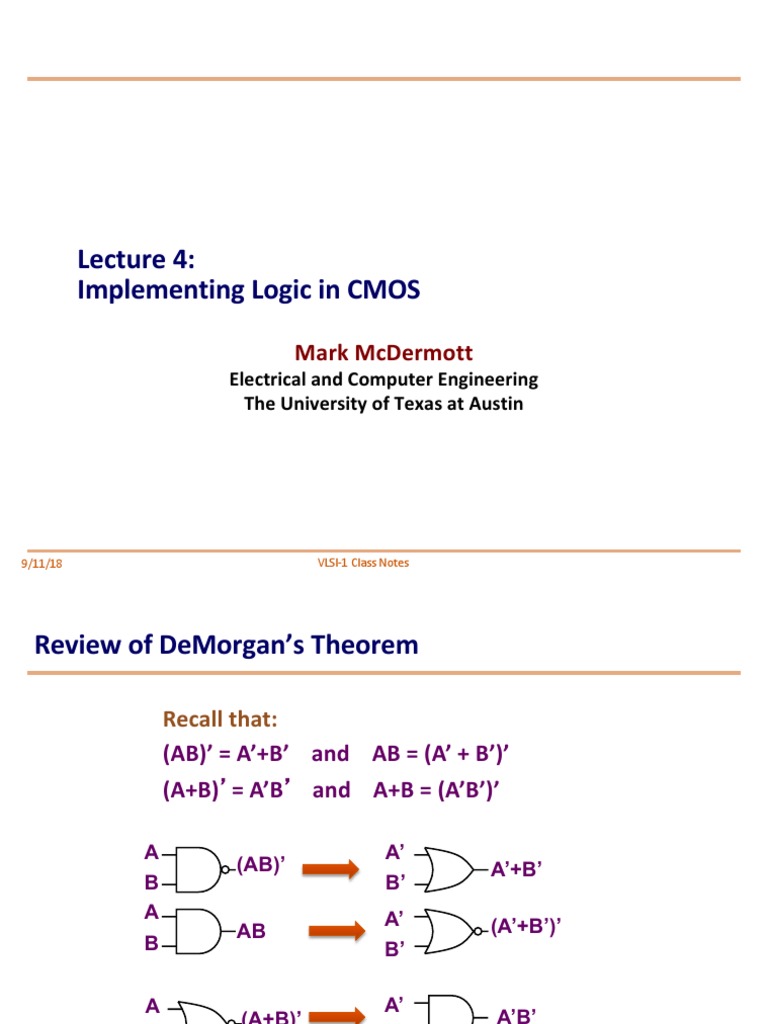 Lecture 4 - Implementing Logic in CMOS | PDF | Logic Gate | Cmos