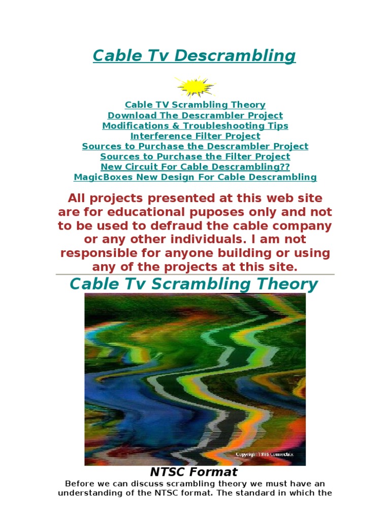 Cable TV Descrambling | PDF | Video | Electronic Engineering