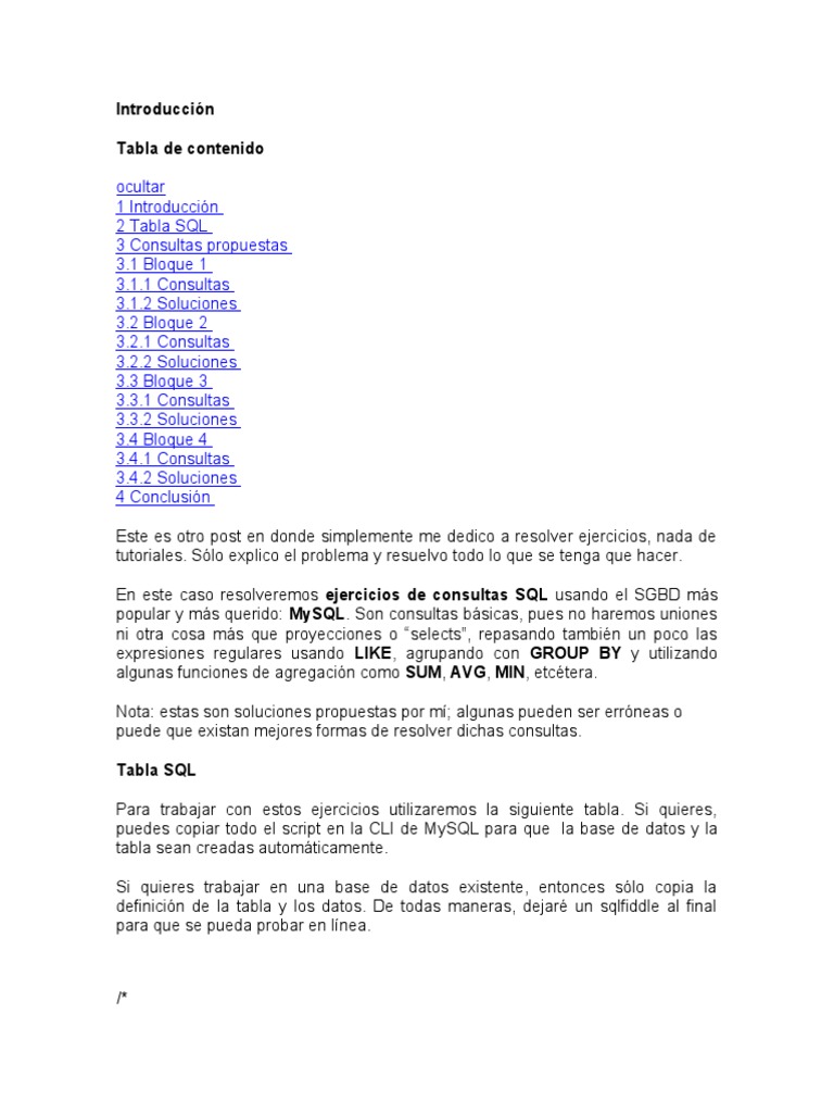 Ejercicio Mysql Tabla, Insertar, Consultar | PDF | SQL | Bases de datos