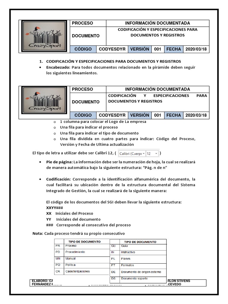 Ejemplo de Codificación y Especificaciones para Documentos y Registros | PDF | Información ...
