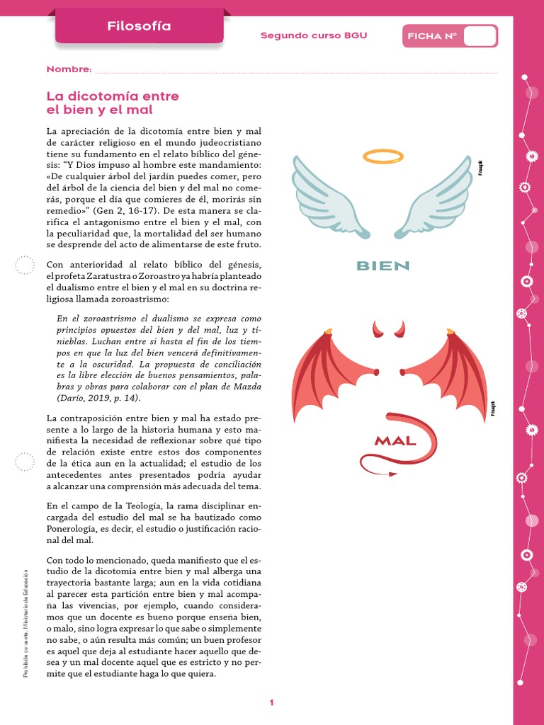 Filosofia 2BGU La Dicotomía Entre El Bien y El Mal | PDF | Mal | Dualismo