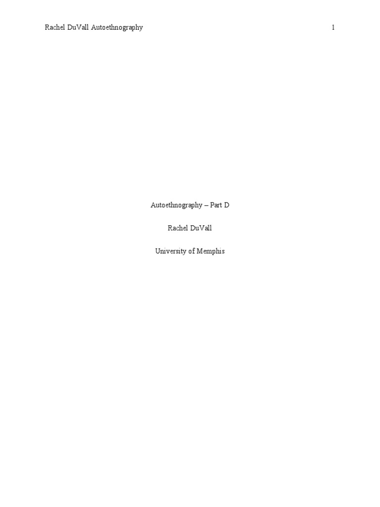 Duvall Autoethnography Part D | PDF | Intersectionality | Feminism
