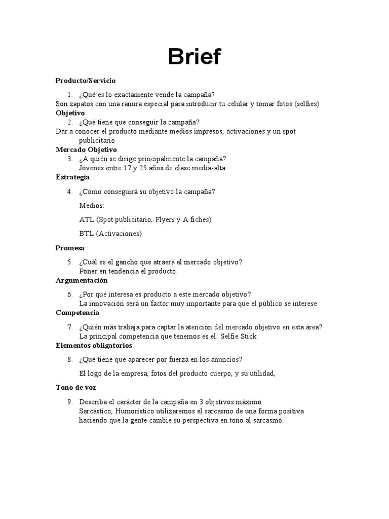 Ejemplo de Brief | PDF