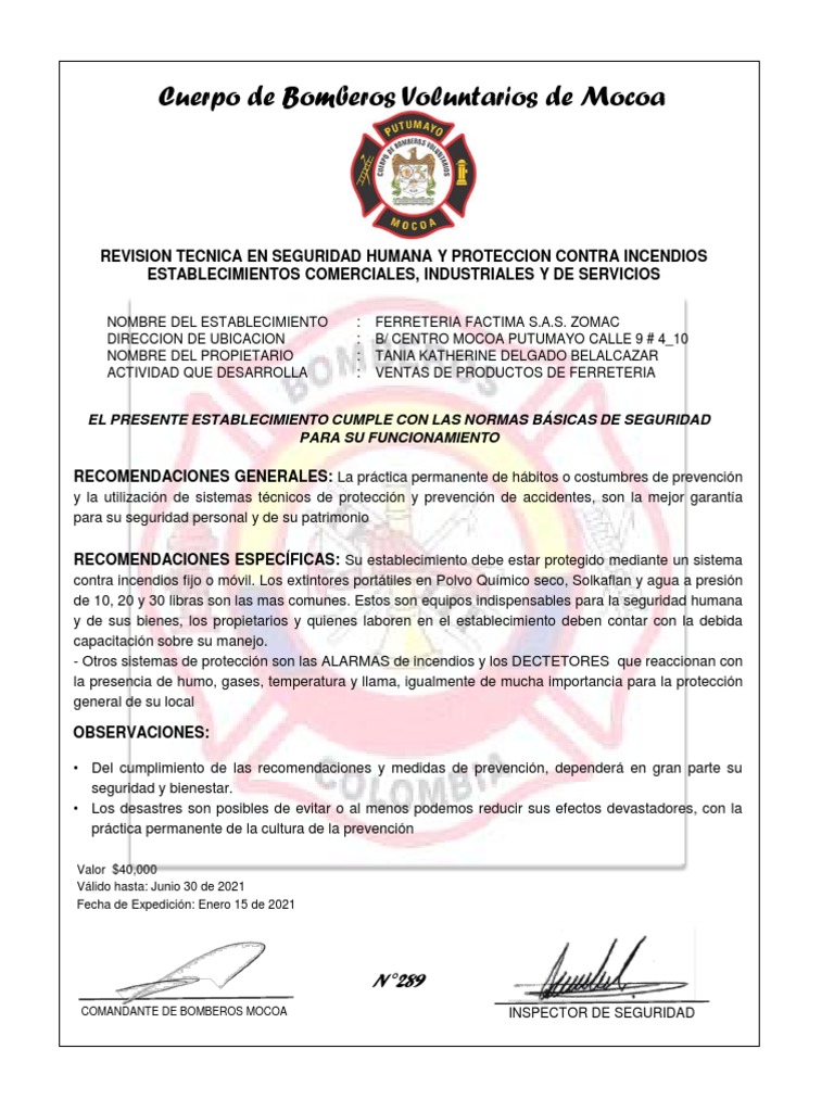 Permiso Bomberos | PDF