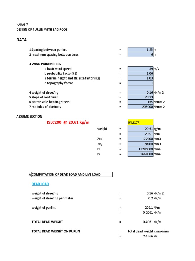 Design of Purlin Without Sag Rods | PDF | Mechanics | Civil Engineering
