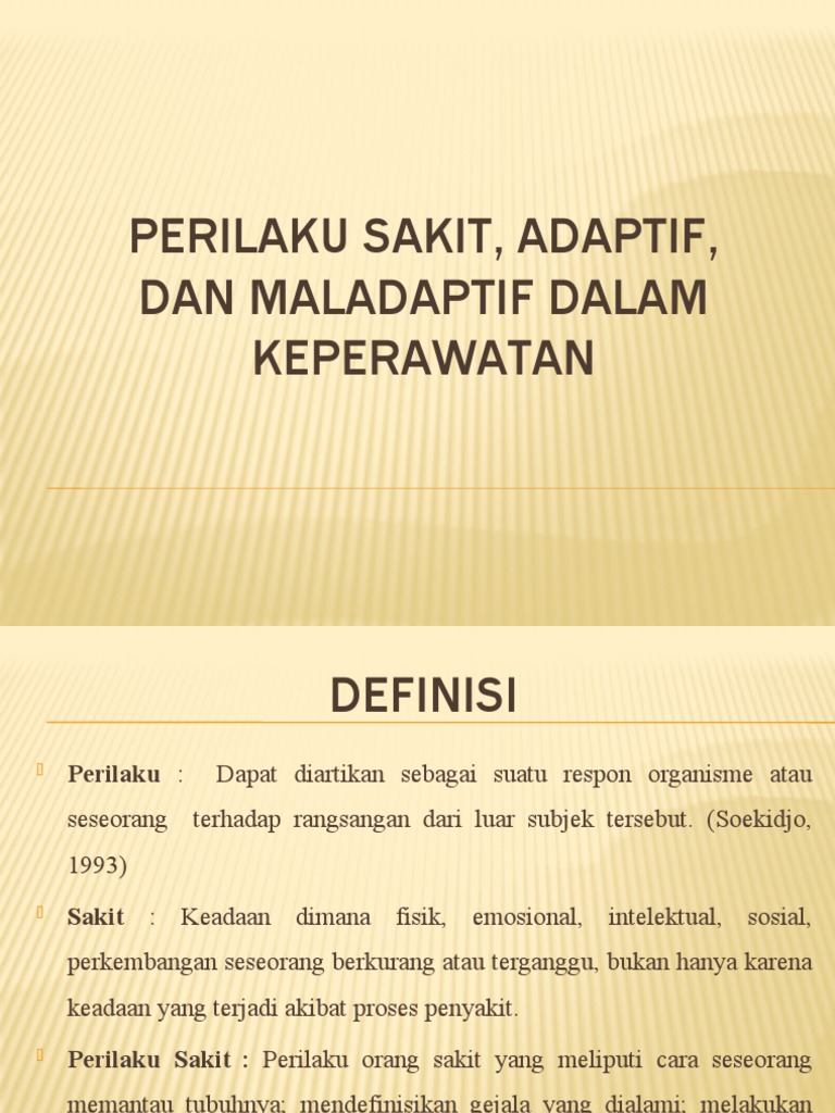 Perilaku Sakit, Adaptif Dan Maladaptif Dalam Keperawatan | PDF