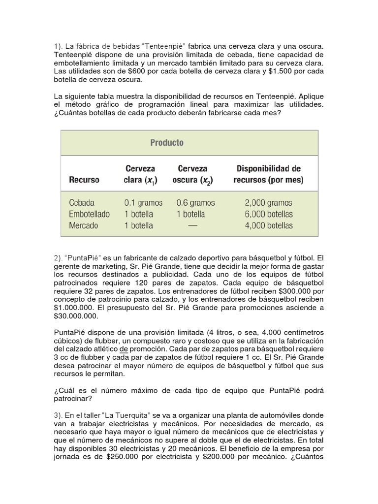 Ejercicios PL 2 Variables | PDF | Oferta (economía) | Ropa