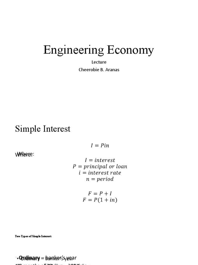 Engineering Economy For Lecture | PDF | Compound Interest | Interest