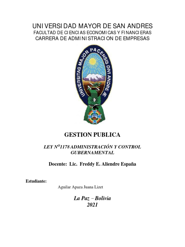 Ley 1178 Safco Administración y Control Gubernamental | PDF ...
