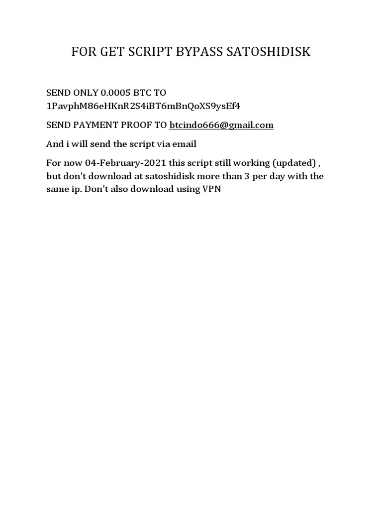 For Get Script Bypass Satoshidisk | PDF