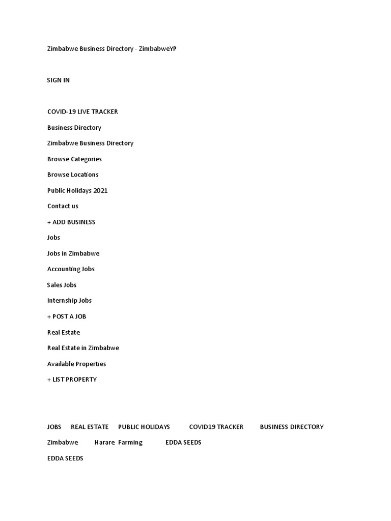 Zimbabwe Business Directory | PDF | Potato | Agriculture