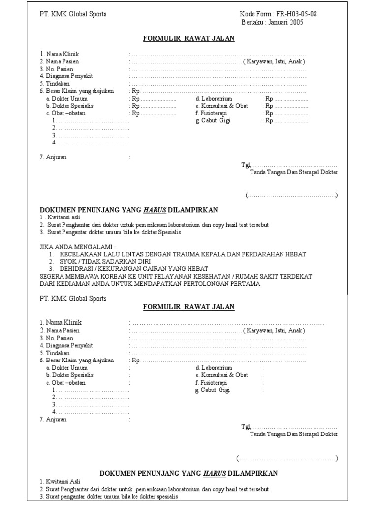 Form Klaim Rawat Jalan | PDF