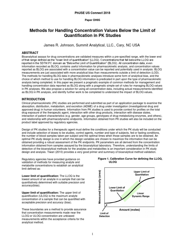 Methods For Handling Concentration Values Below The Limit of Quantification in PK Studies | PDF ...