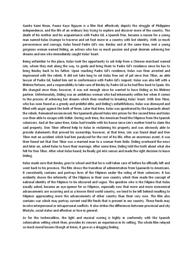 Reflection-Paper (Ganito Kami Noon-Paano Kayo Ngayon) | PDF