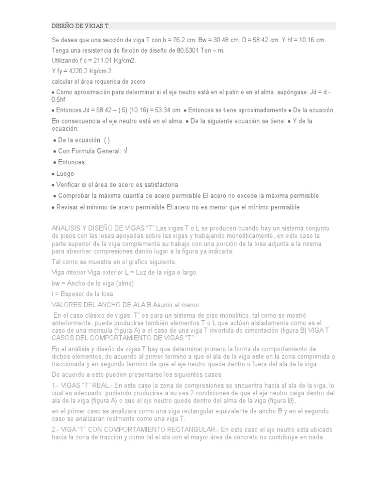 Diseño de Vigas T | PDF | Ingeniero civil | Ingeniería estructural