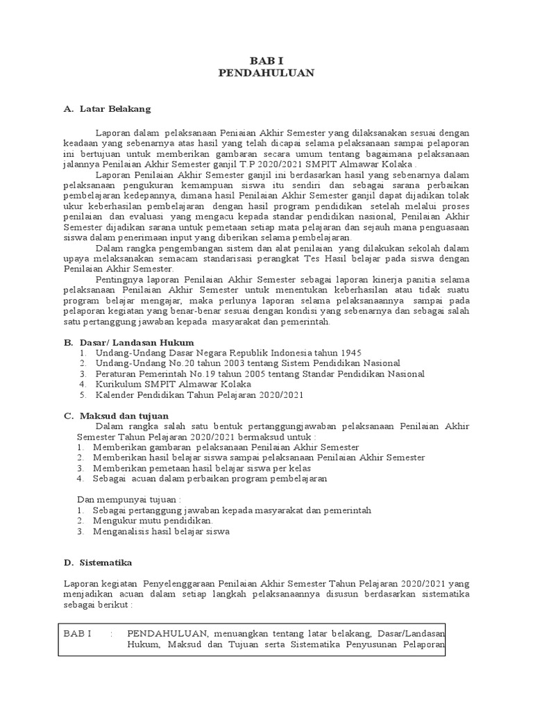 Laporan Pas 2020-2021 | PDF