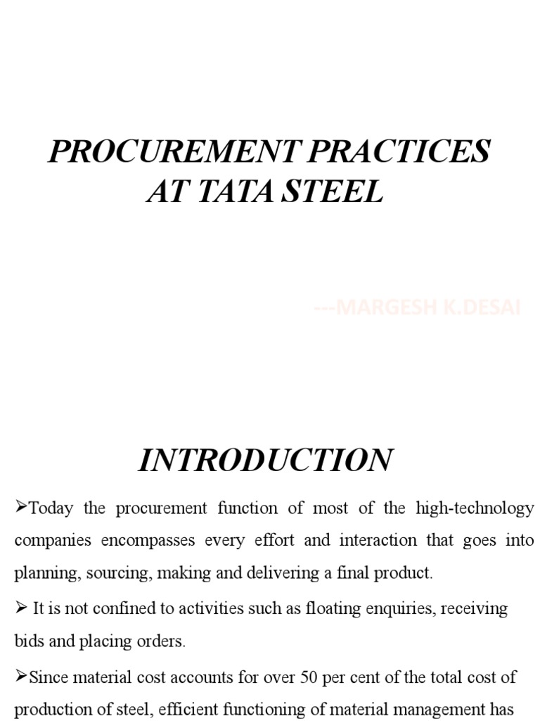 Procurement Preactices at Tata Steel | PDF | Procurement | Business