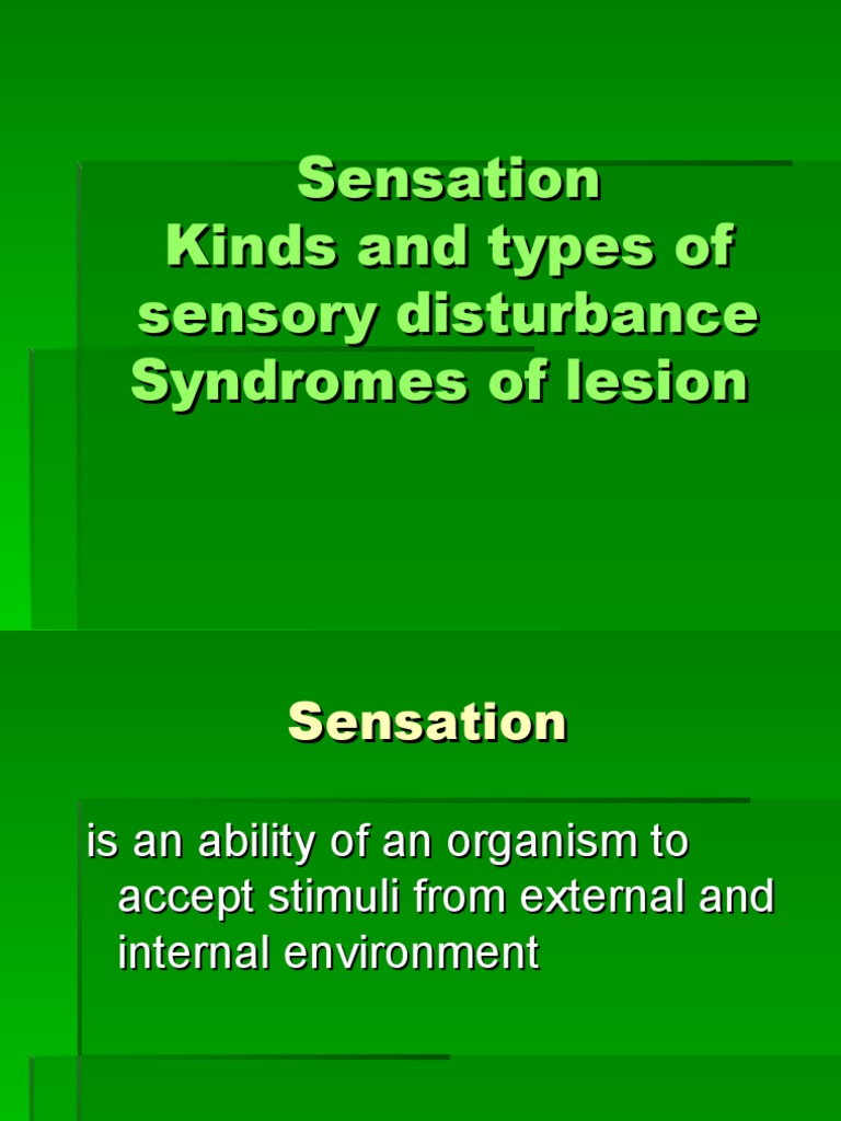 Sensation Kinds and Types of Sensory Disturbance Syndromes of Lesion ...
