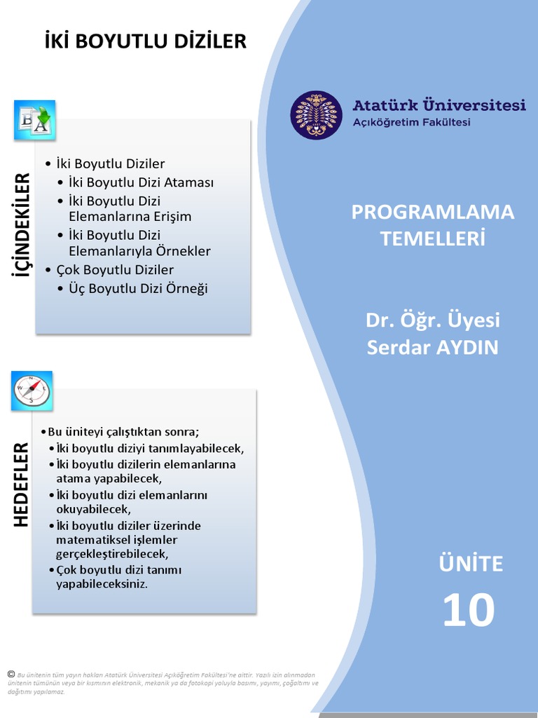 10 - İki Boyutlu Diziler | PDF