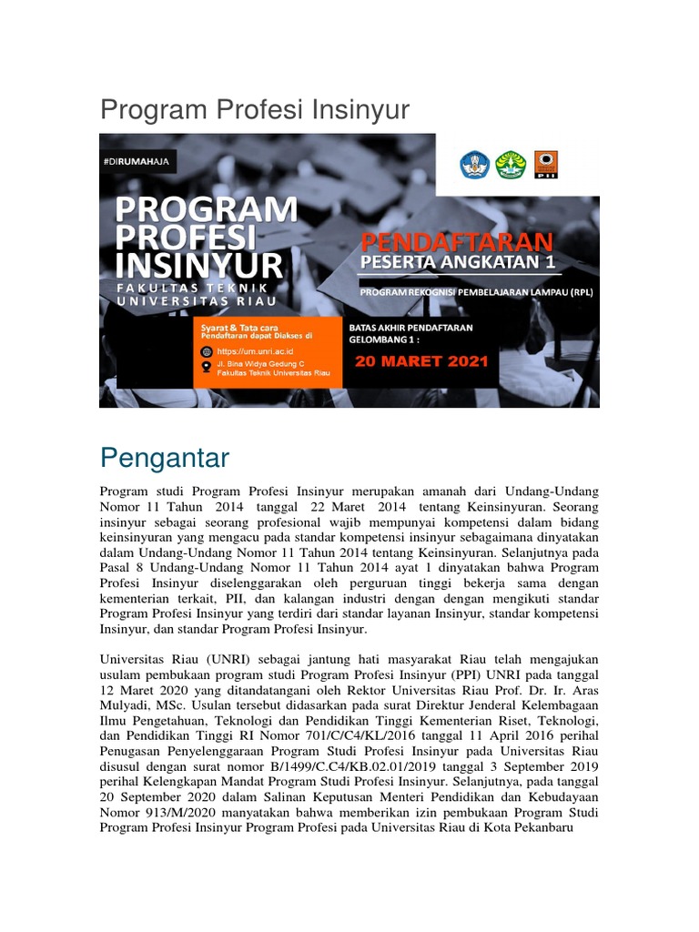 Konten Program Profesi Insinyur | PDF