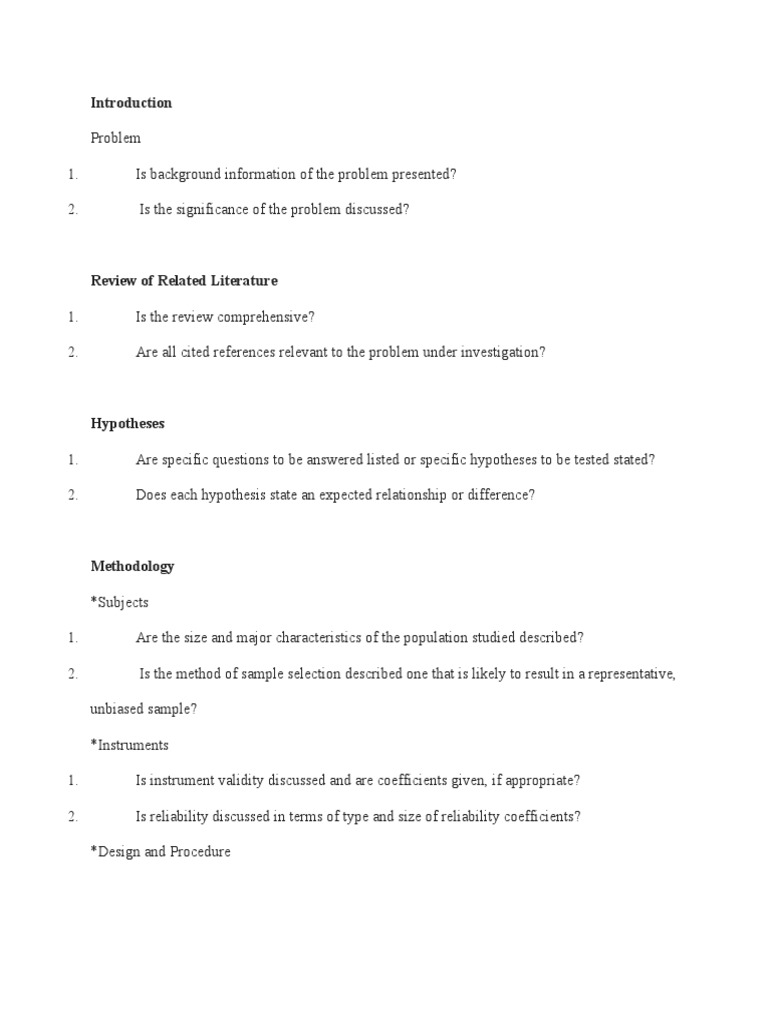 Critique Paper Guide Questions | PDF