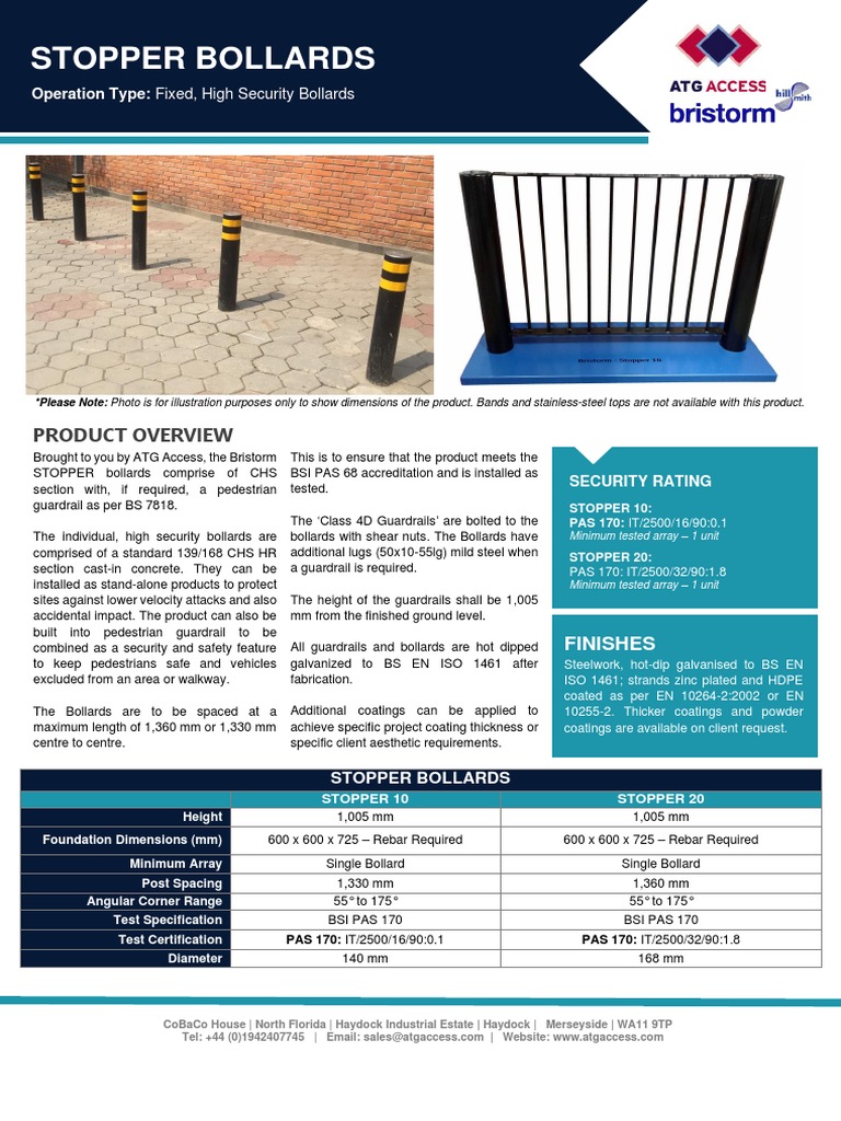 Stopper Bollard Datasheet 200420 v2 | PDF | Galvanization | Nature
